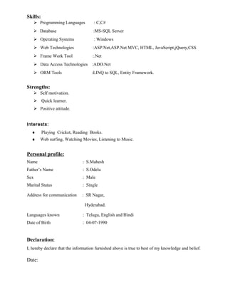 mahesh(resume)(1) | DOC