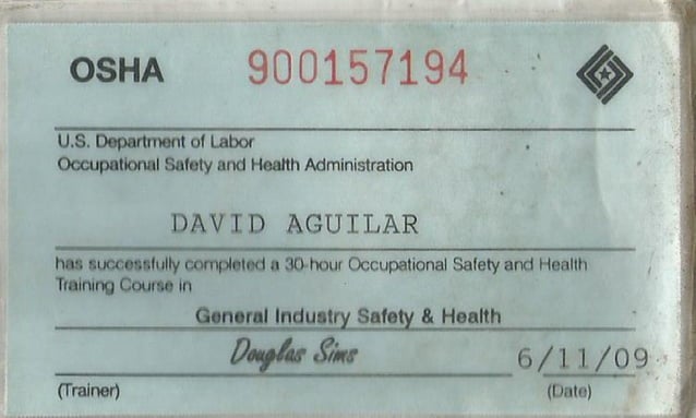 OSHA Training Card | PDF