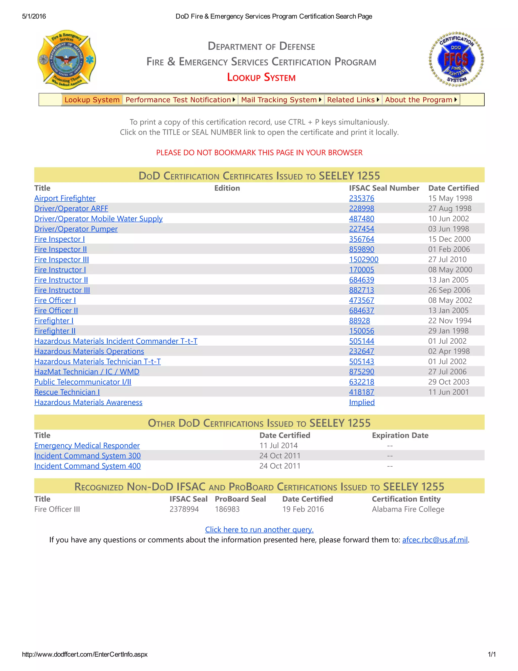 DoD Fire & Emergency Services Program Certification | PDF