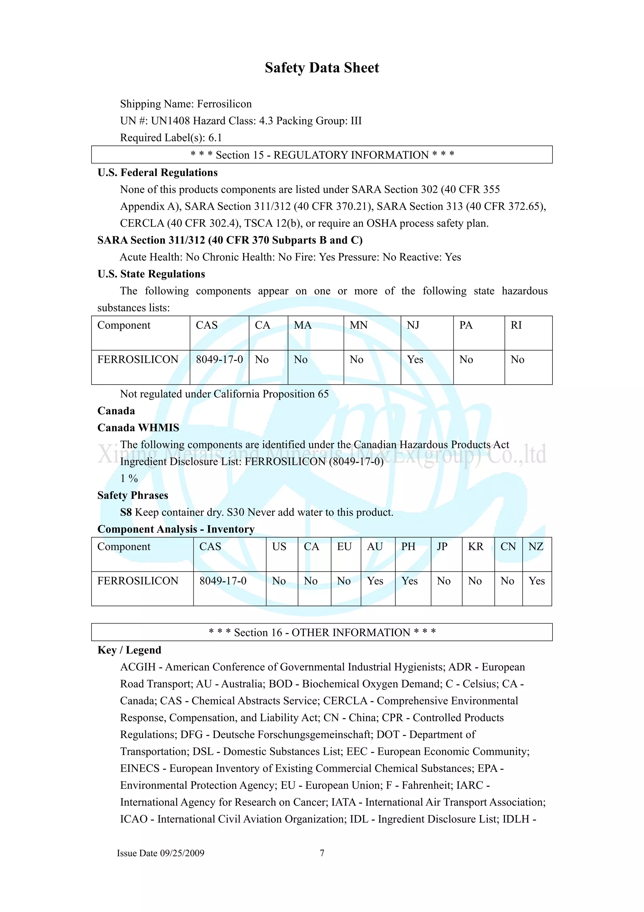 MSDS Fesi75 | PDF