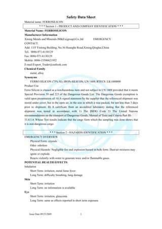 MSDS Fesi75 | PDF
