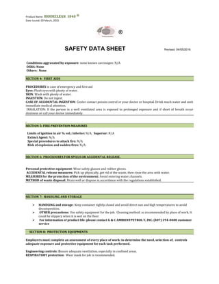 MSDS Biodeclean 1040 English | PDF