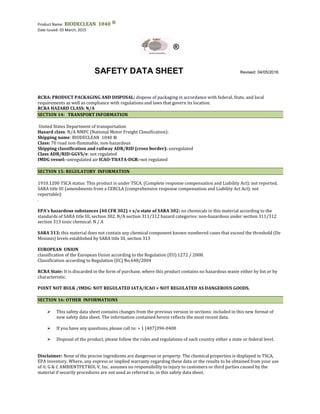 MSDS Biodeclean 1040 English | PDF