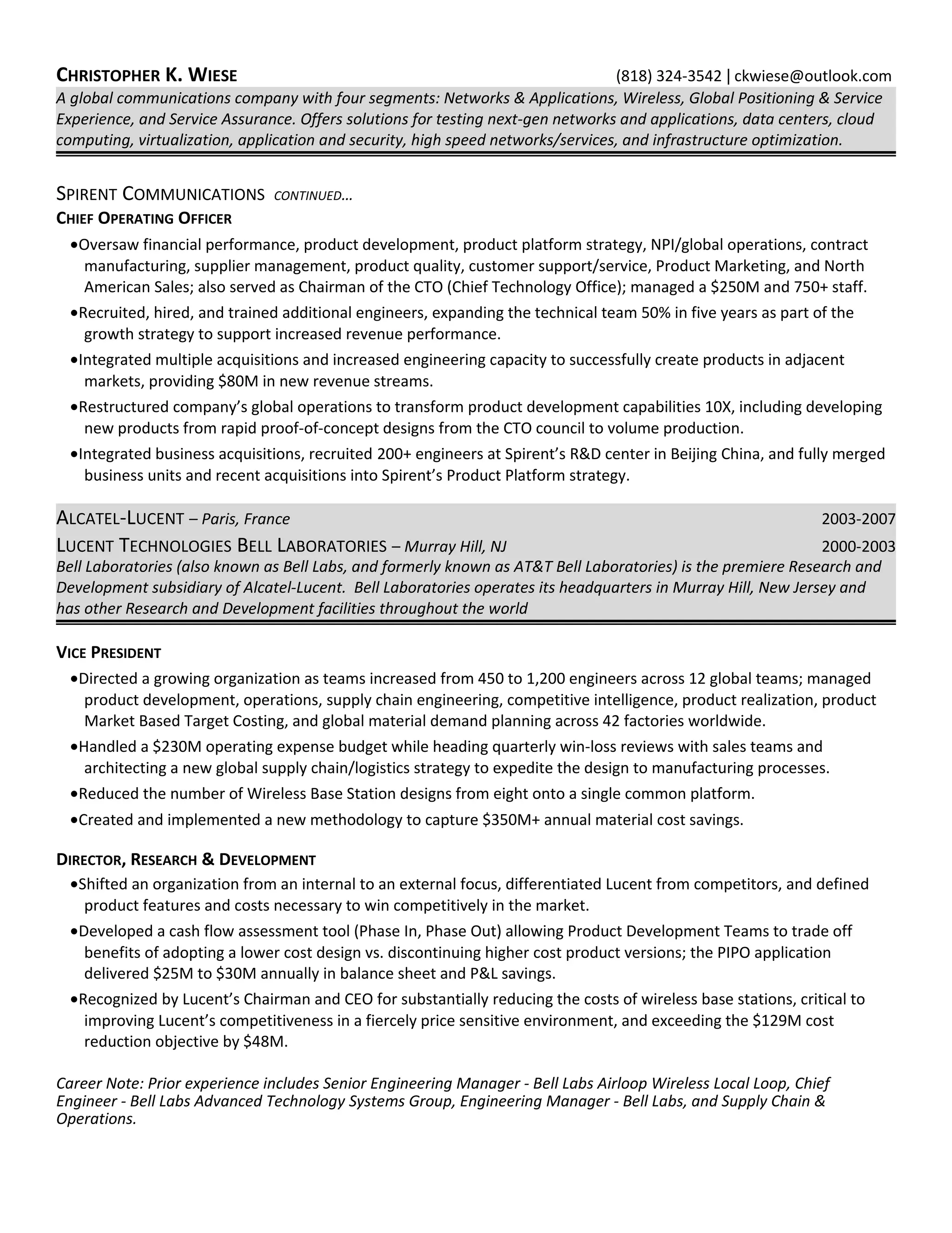 Chris Wiese Resume | DOC