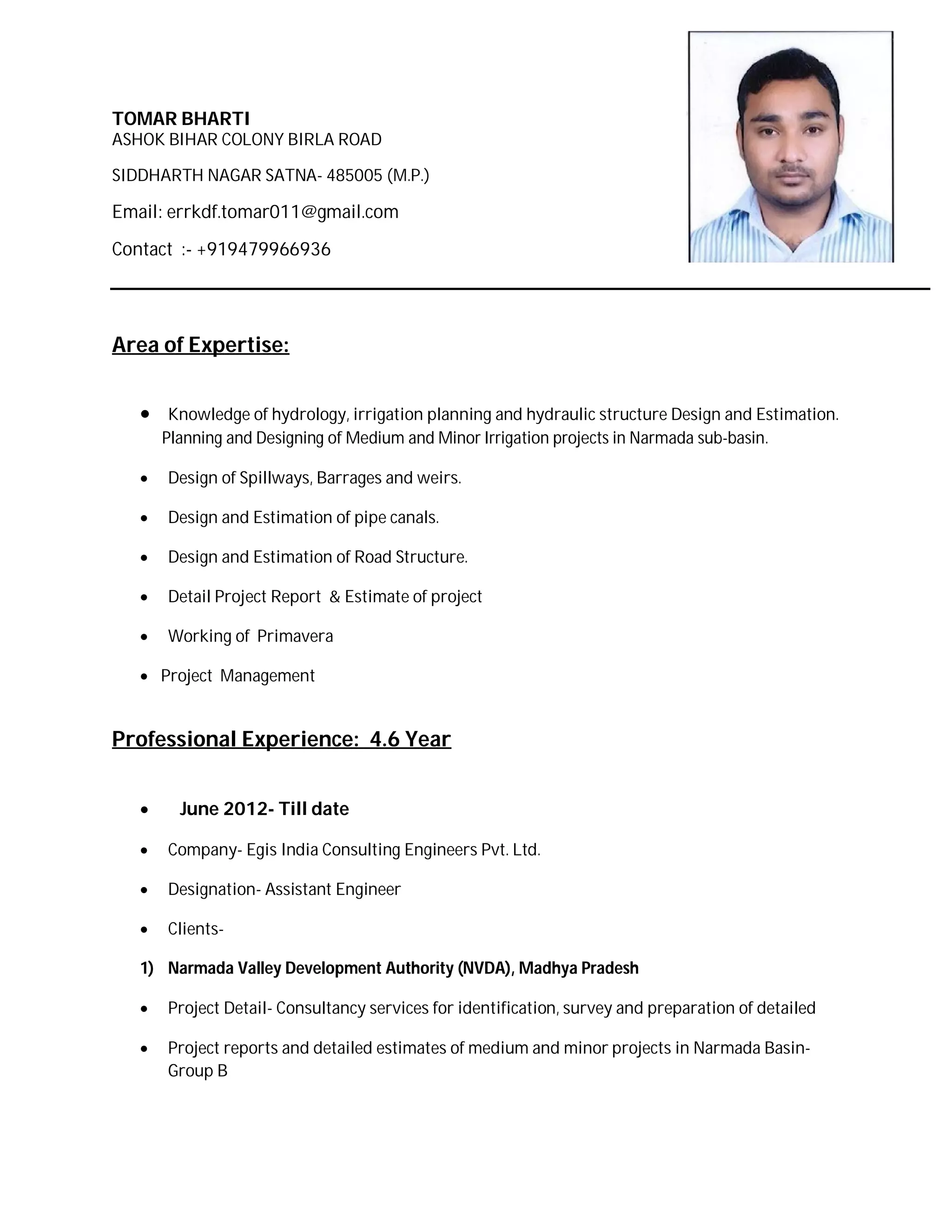 RESUME tomar bharti - Copy | PDF | Civil Engineering Industry | Industries