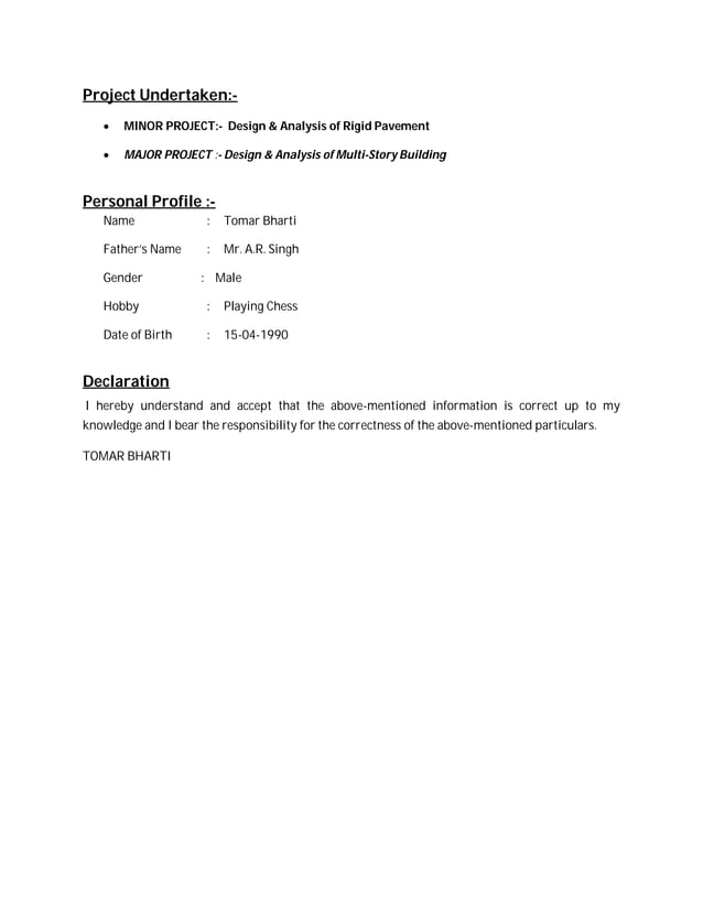 RESUME tomar bharti - Copy | PDF | Civil Engineering Industry | Industries