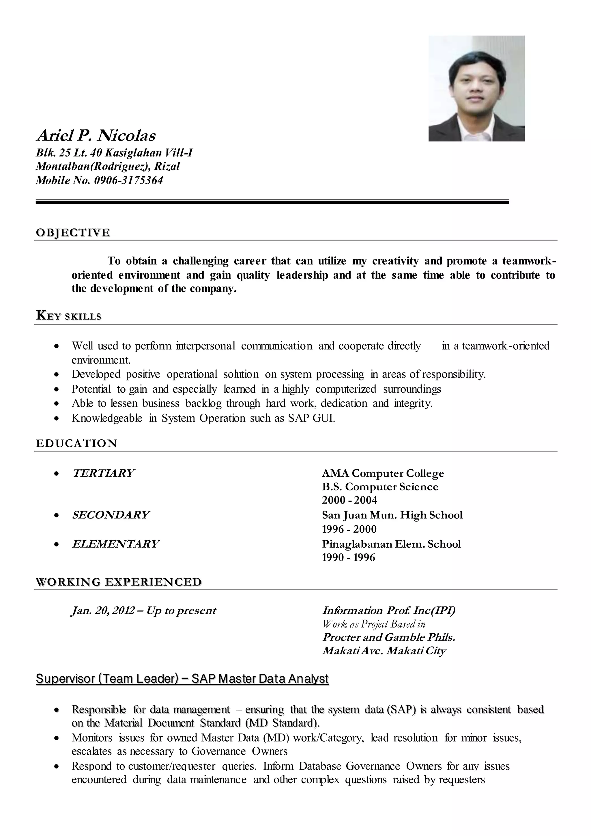 Ariel Nicolas - Resume | DOCX
