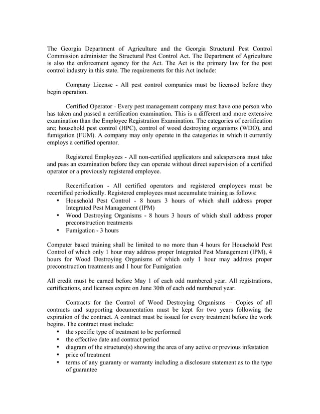 Georgia Pest Control Study Guide | PDF