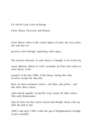 FA 103-01 Line Color & Design Color Theory Overview and Hi | DOCX
