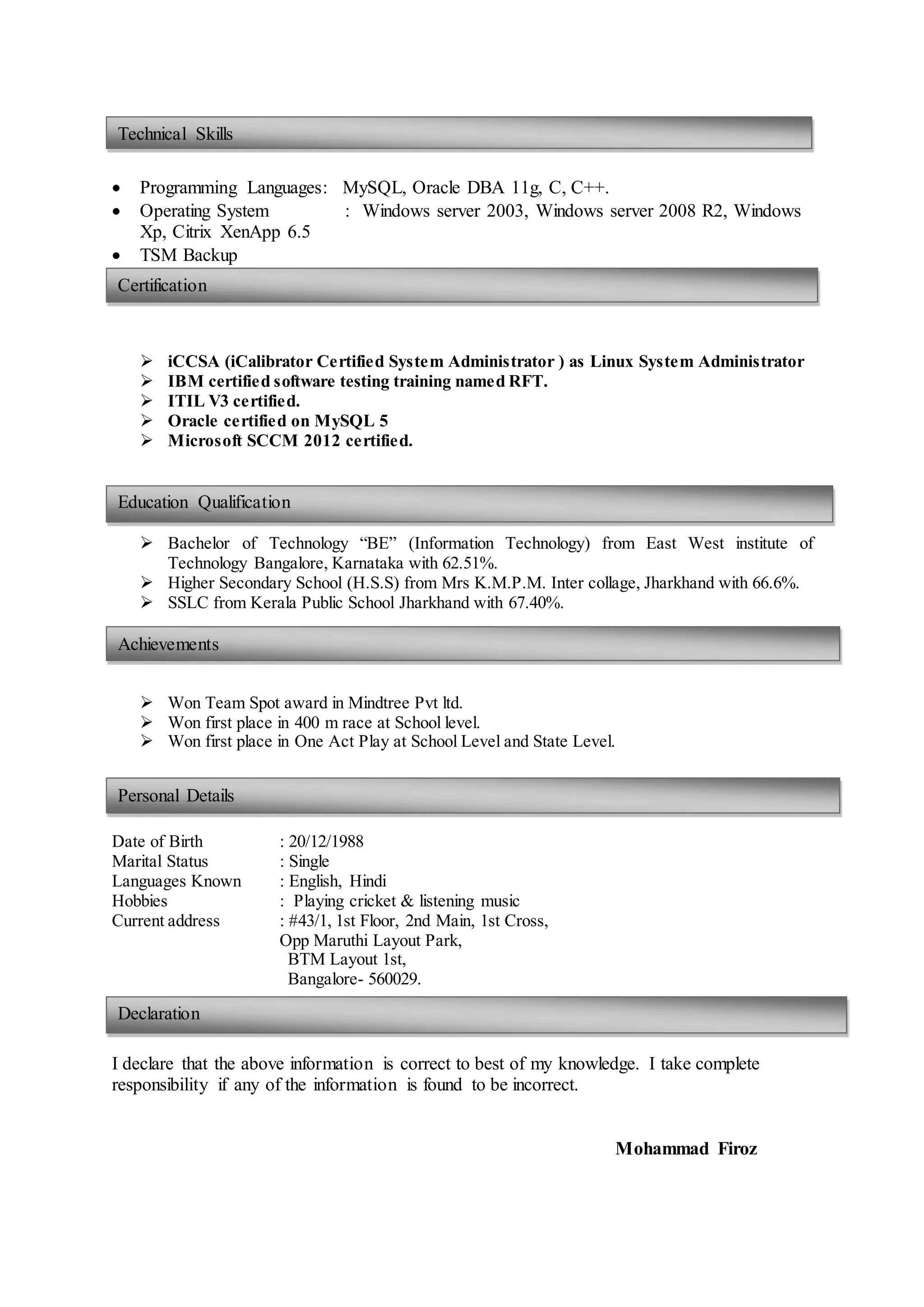 MOHAMMAD_FIROZ_RESUME | PDF