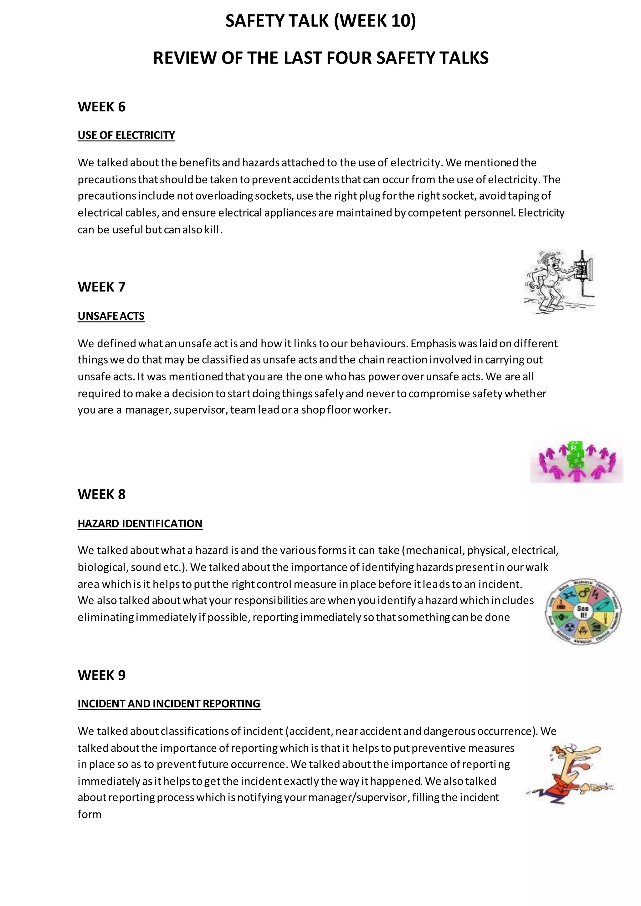 SAFETY TALK (WEEK 10) | DOCX