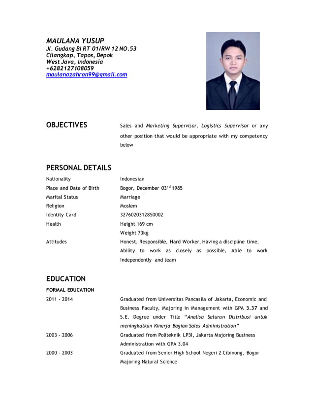 CV Maulana Yusup | PDF