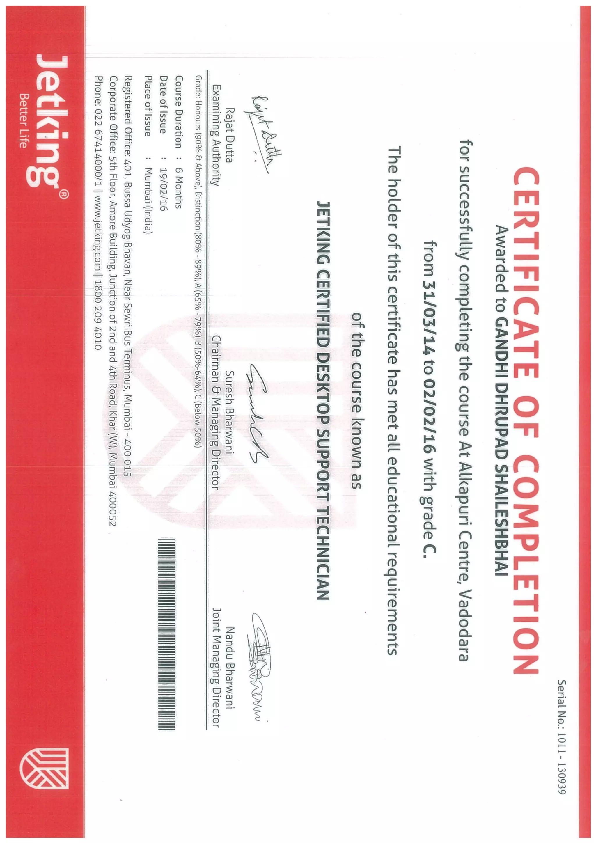 Jetking Certified Desktop Support Technician | PDF