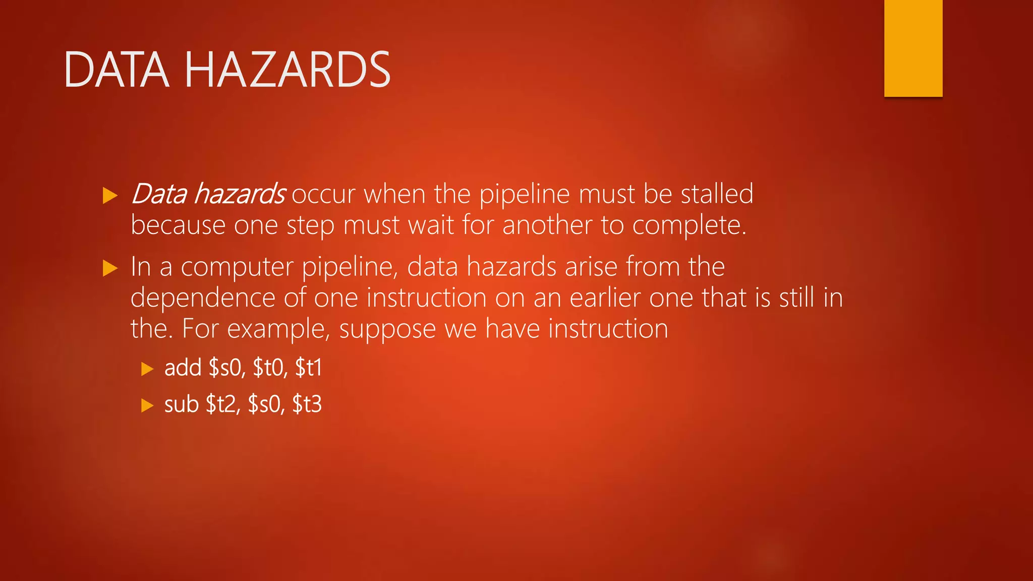 pipelining and hazards occure in assembly language. | PPTX