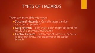 pipelining and hazards occure in assembly language. | PPTX