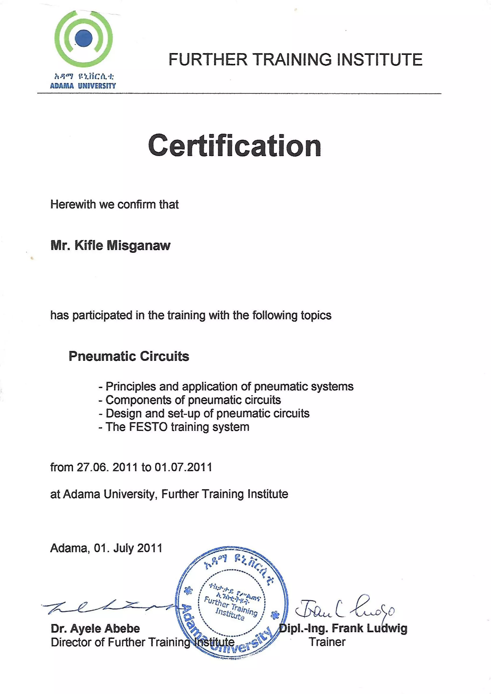 Pneumatic Certificate | PDF