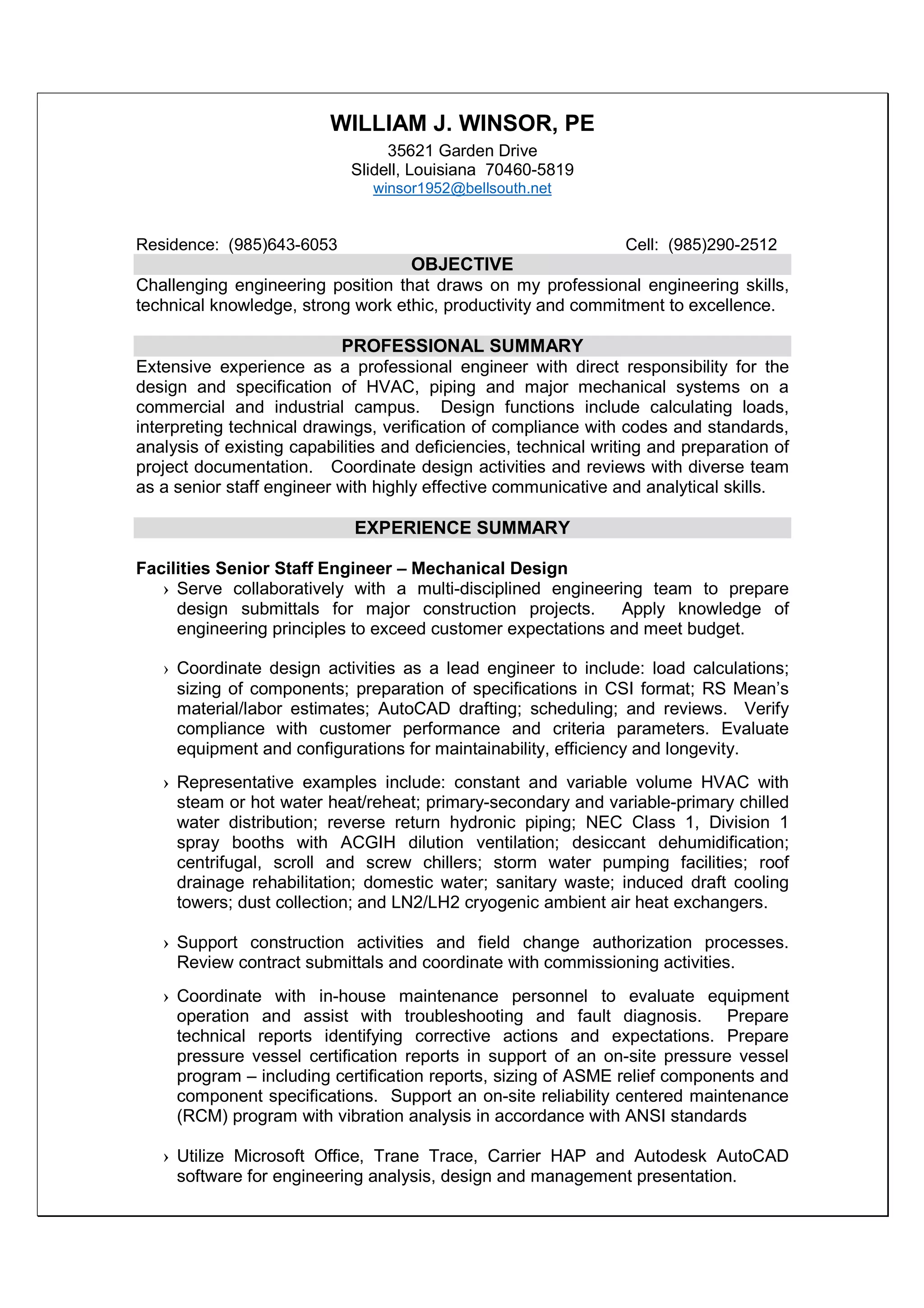 William J. Winsor Resume | PDF