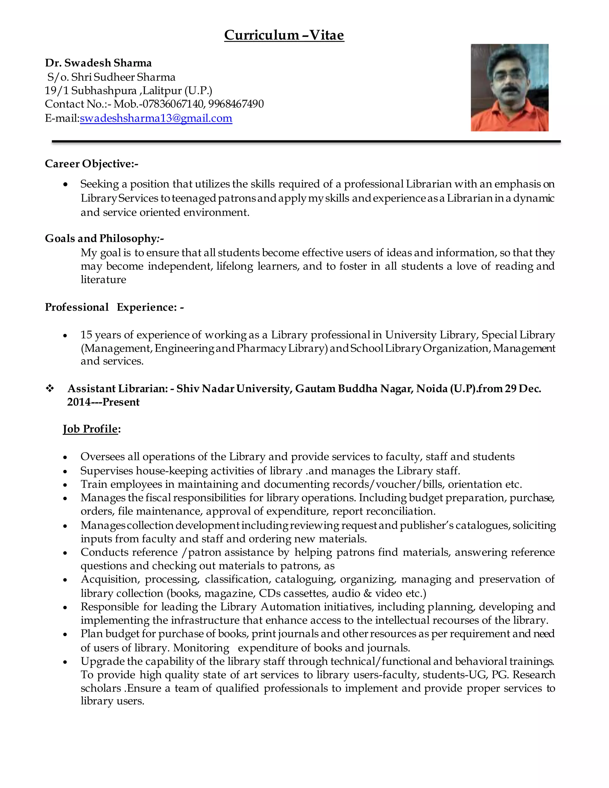 CV DR.SWADESH SHARMA ,updated new | DOCX
