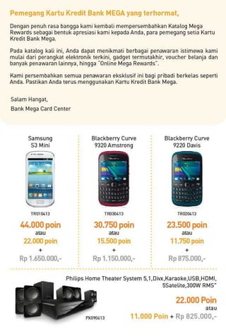 Katalog Promo Kartu Kredit Mega Visa 2013 | PDF
