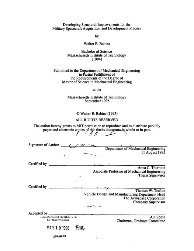 Walter E Babiec Masters Thesis-MIT | PDF | Defense Industry | Industries