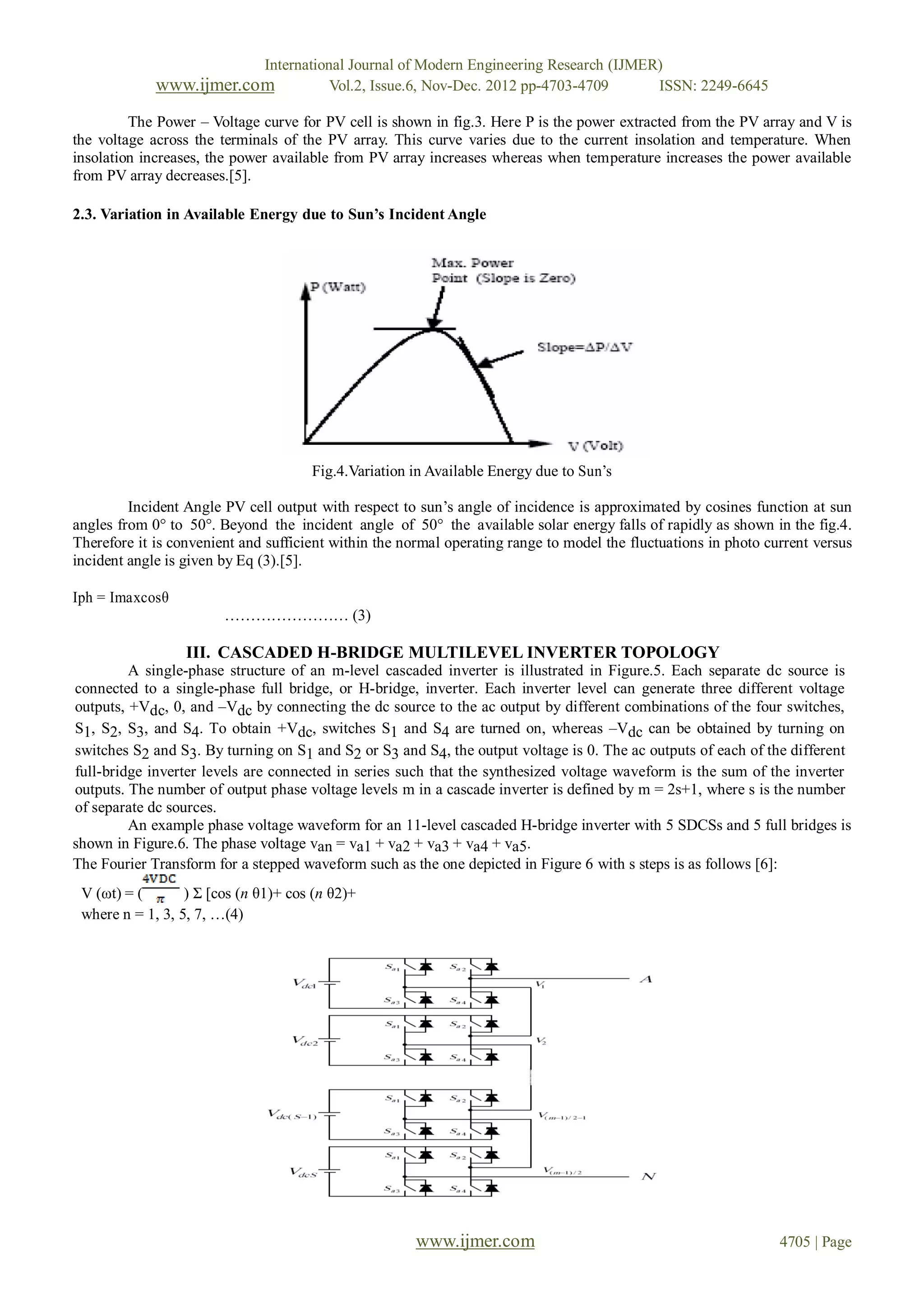 A Single Phase Eleven Level Cascaded H-Bridge Multilevel Inverter for Photovoltaic Systems Using ...
