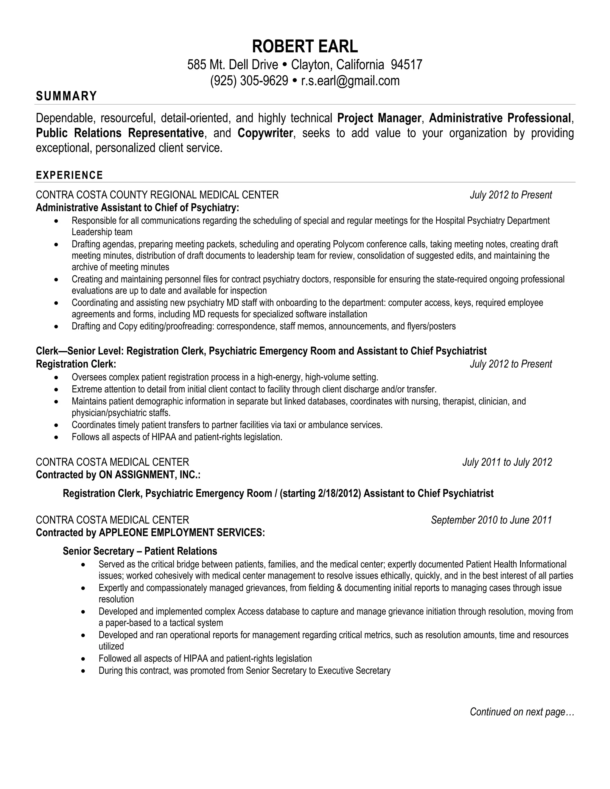 June 2016 Resume Rob Earl | PDF