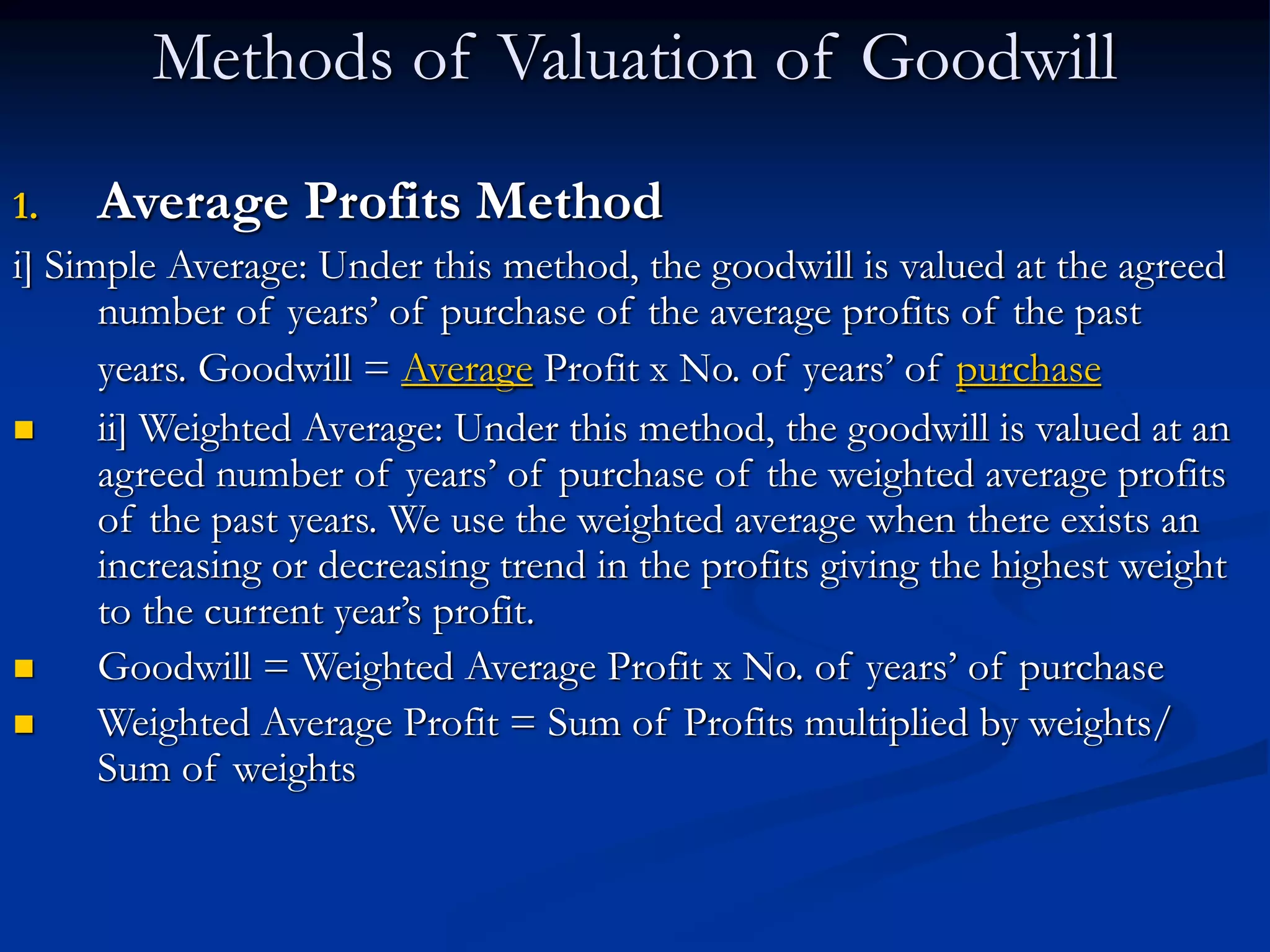 Valuation of good will | PPT