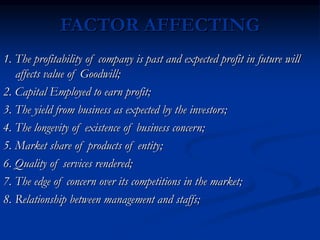 Valuation of good will | PPT