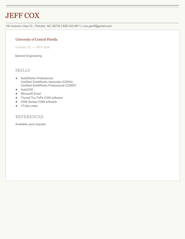 Jeff Cox Resume | PDF | Business | Business and Finance