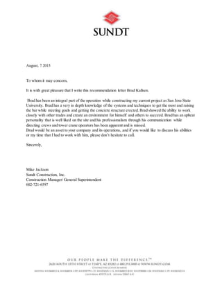 Sundt Letterhead Template - Brad | DOCX