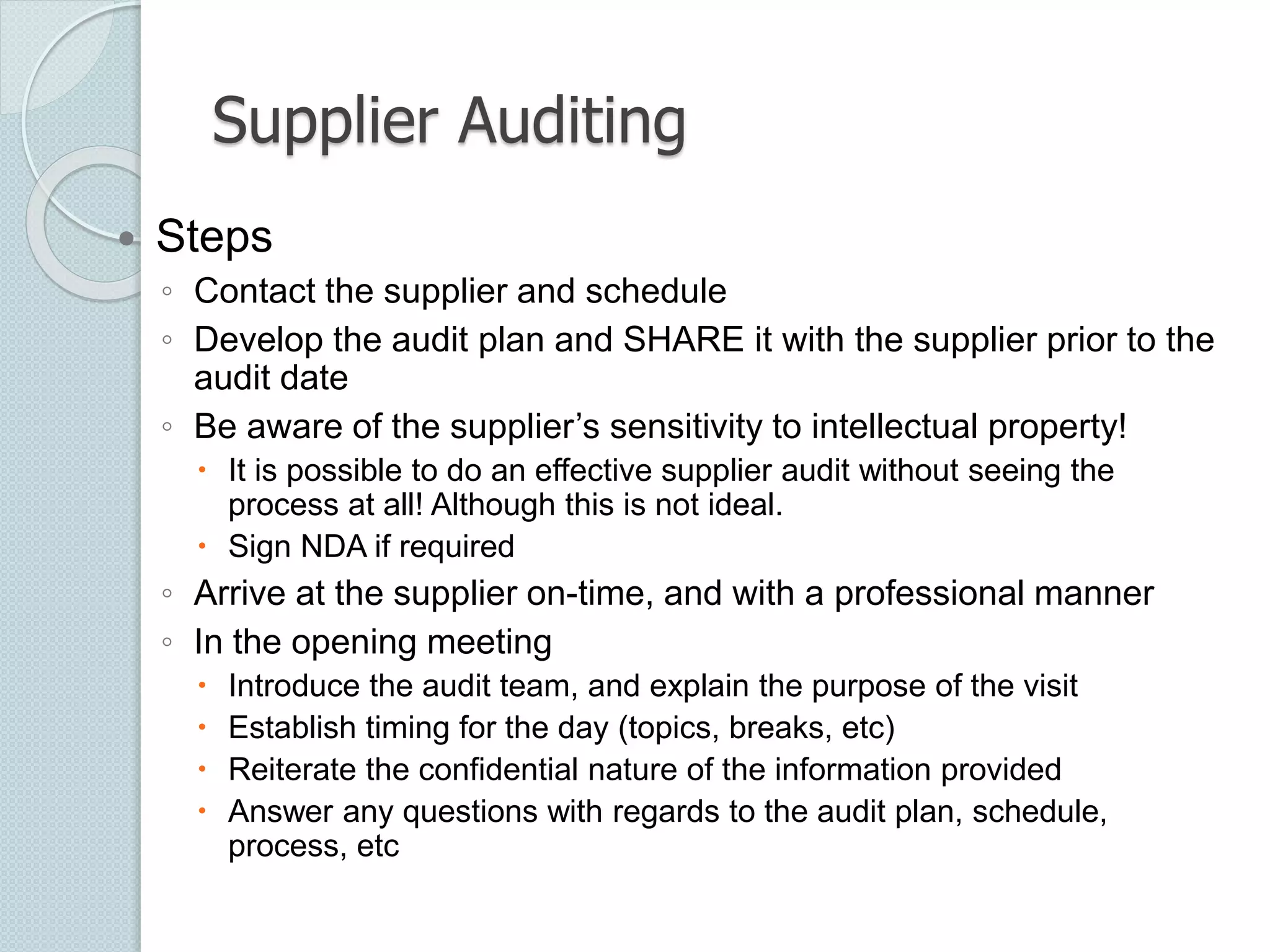 Supplier Auditing | PPTX