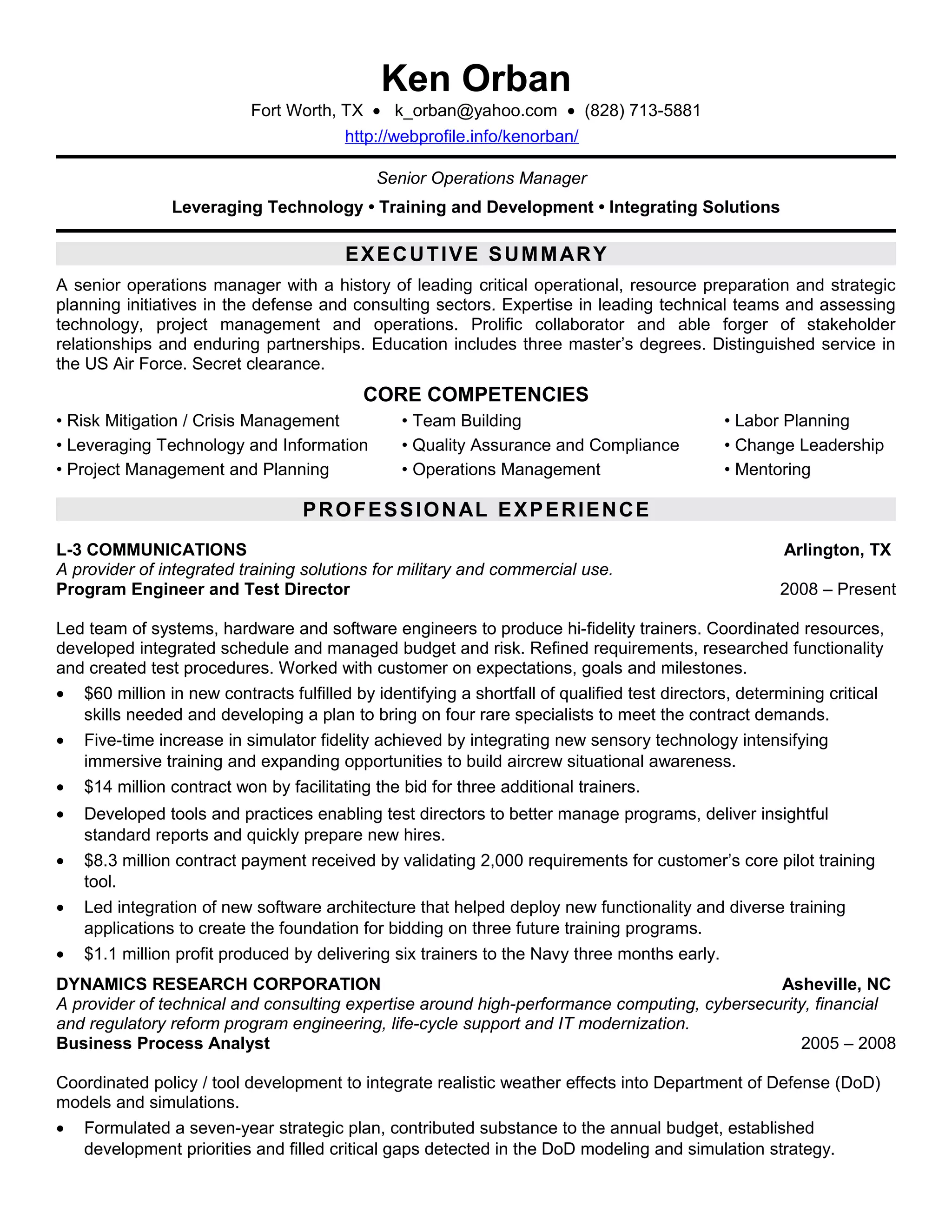 Ken Orban Resume | DOC