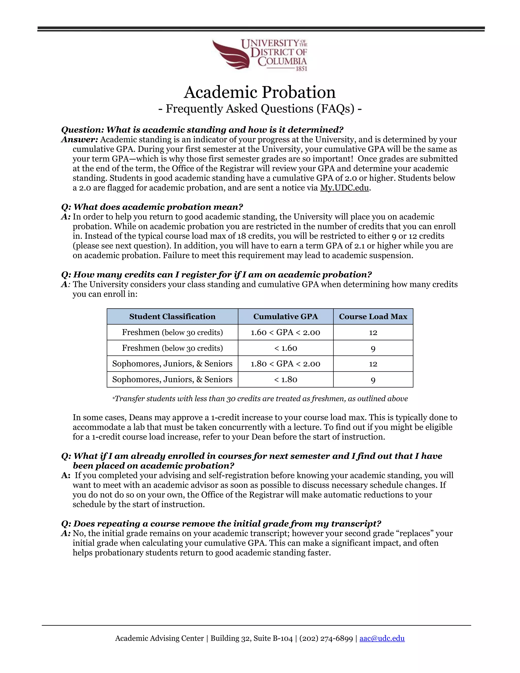 FAQs about Academic Probation | PDF