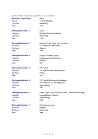 CV Revelle Odendaal | PDF