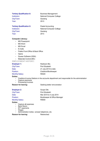 CV Revelle Odendaal | PDF