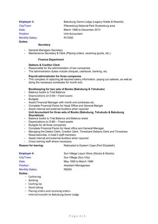 CV Revelle Odendaal | PDF