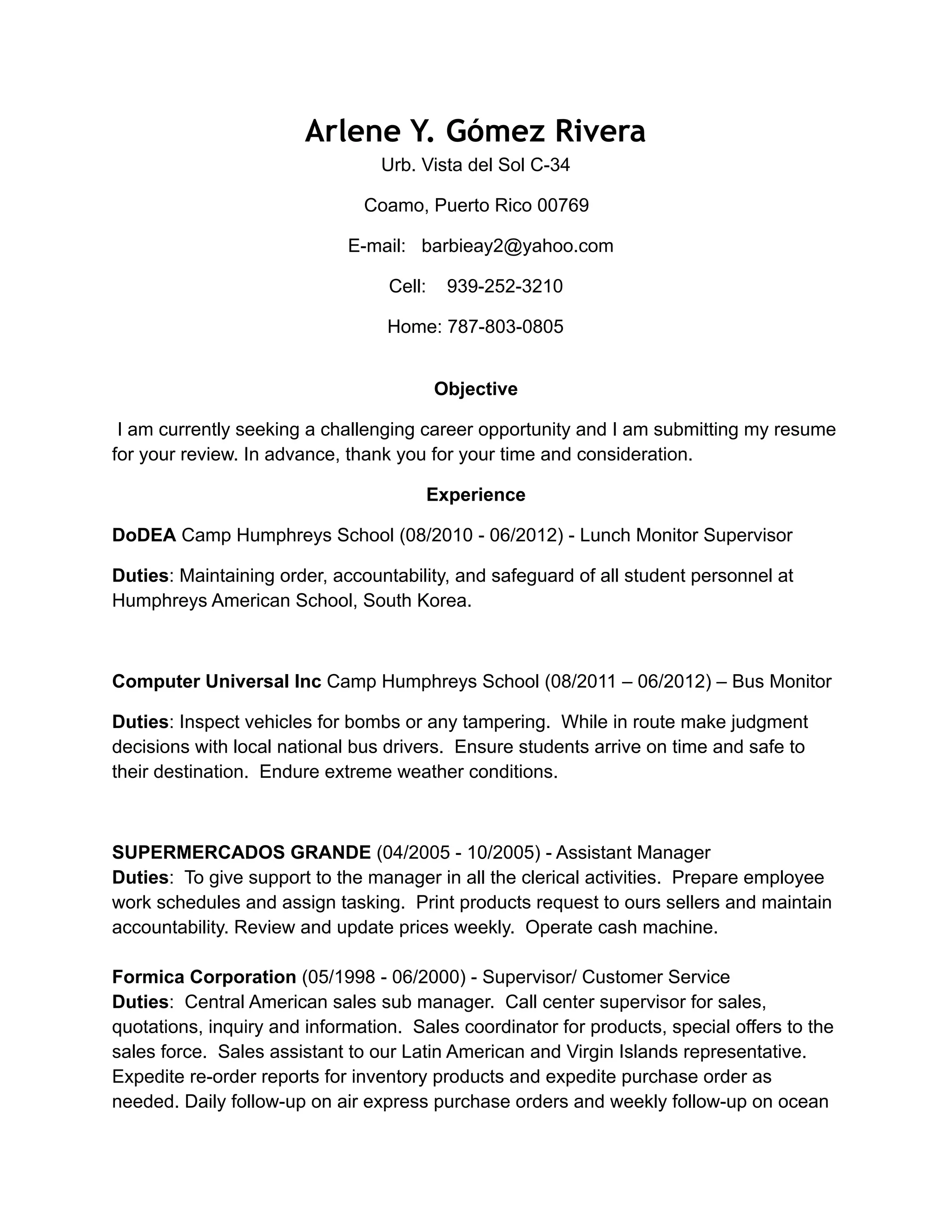 Resume Arlene Rivera | PDF | Sales | Business