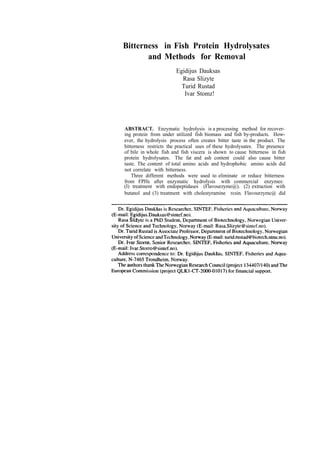Bitterness in Fish Protein Hydrolysates and Methods for Removal | PDF ...