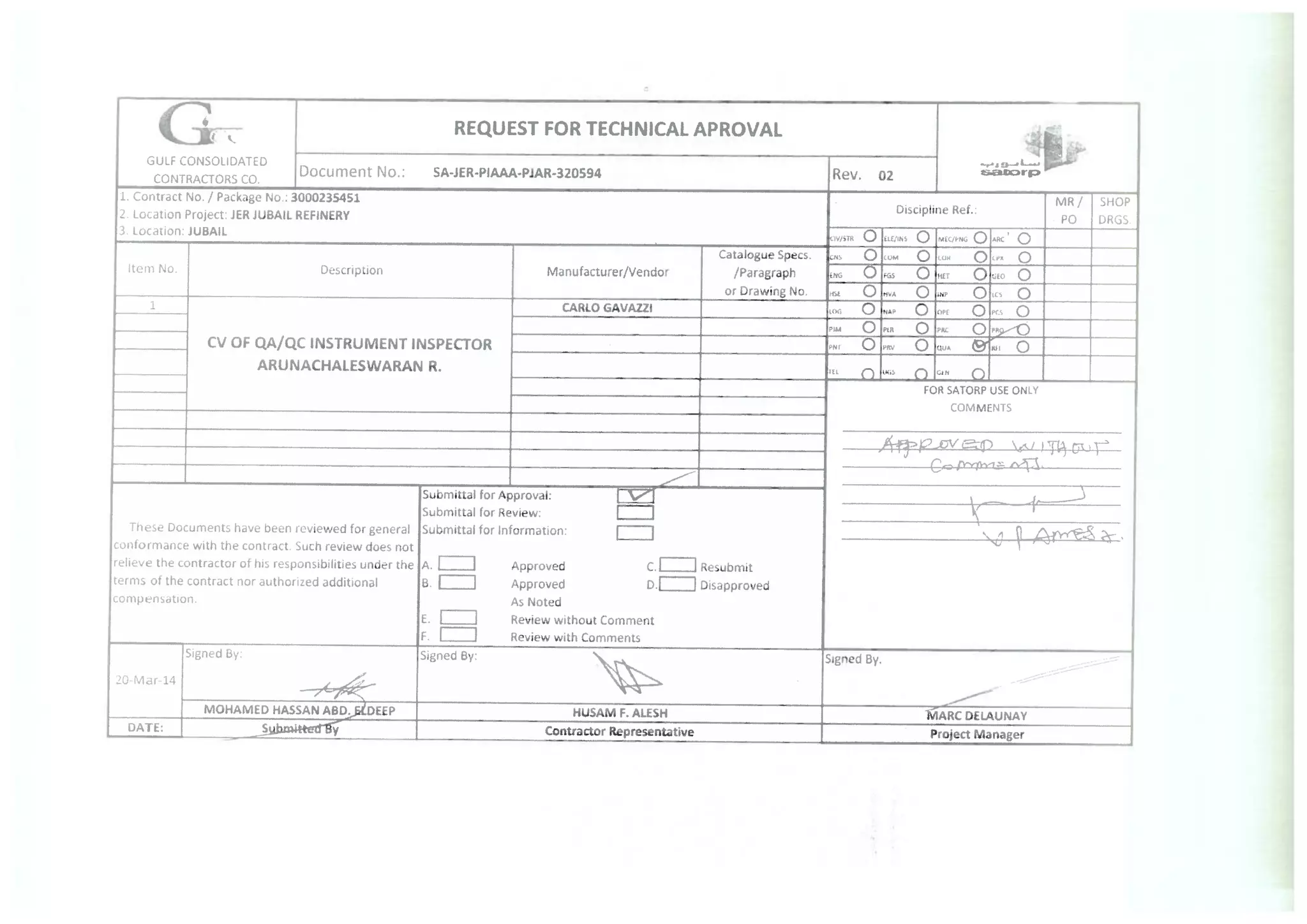 Satorp Approval | PDF