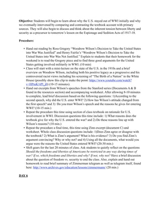 WWI Unit Plan (LinkedIn) | PDF