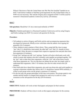 WWI Unit Plan (LinkedIn) | PDF