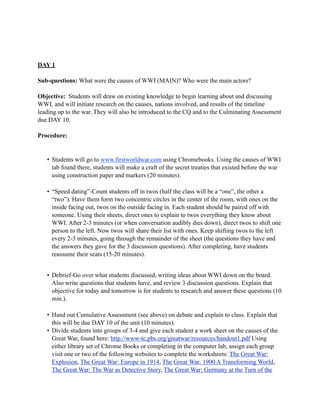 WWI Unit Plan (LinkedIn) | PDF