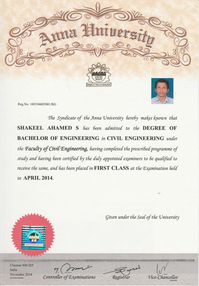 Degree Certificate Front Page | PDF