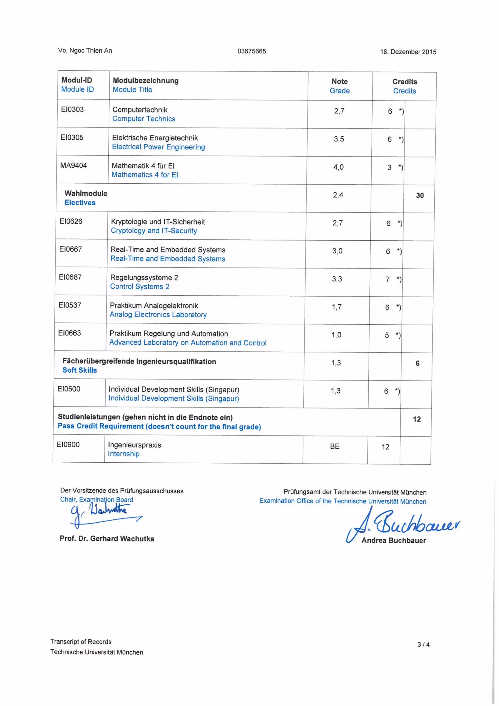 TUM Transcript | PDF