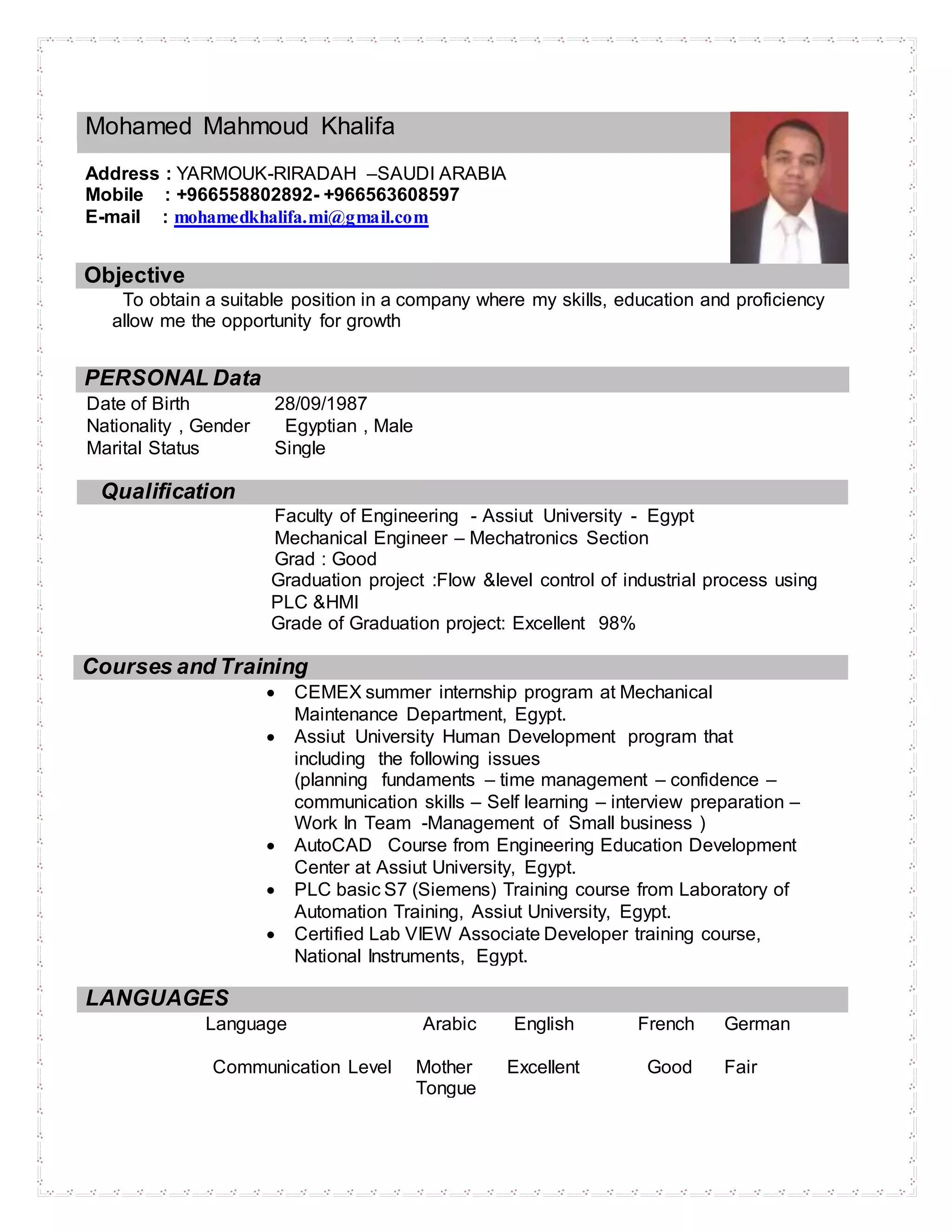 Mohamed Khalifa CV | DOCX