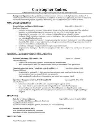 Christopher Endres Resume | PDF