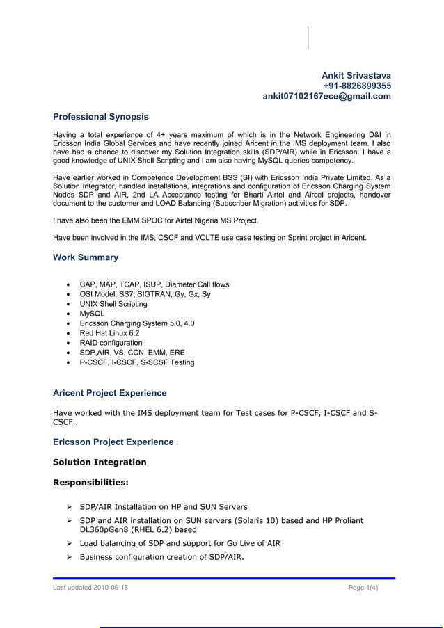 Ankit_Srivastava_Curriculum_Vitae | DOC | Operating Systems | Computer Software and Applications