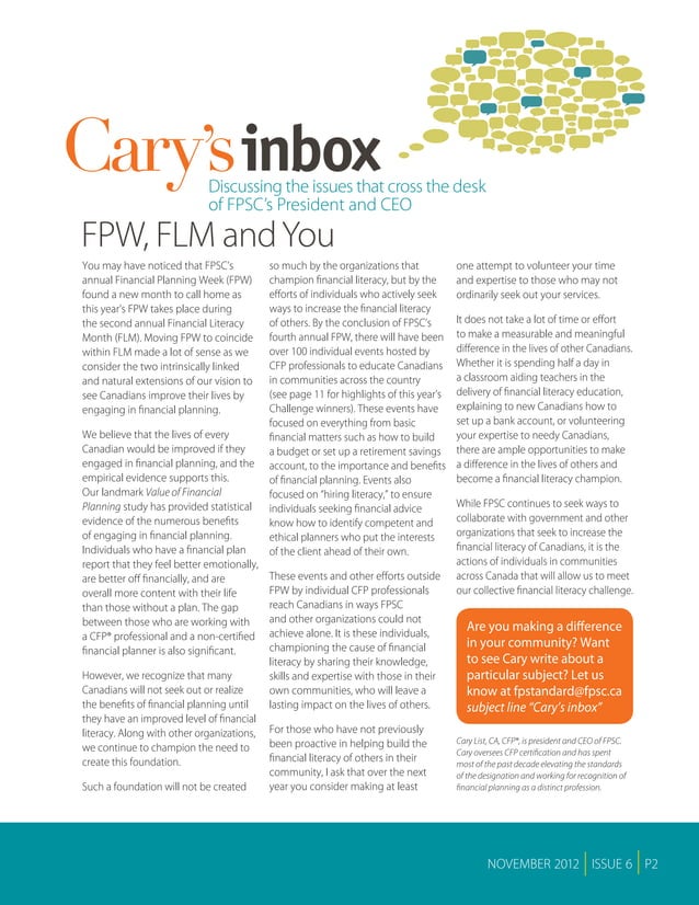 FP_Standard_-_November_2012 | PDF | Financial Planning | Personal Finance