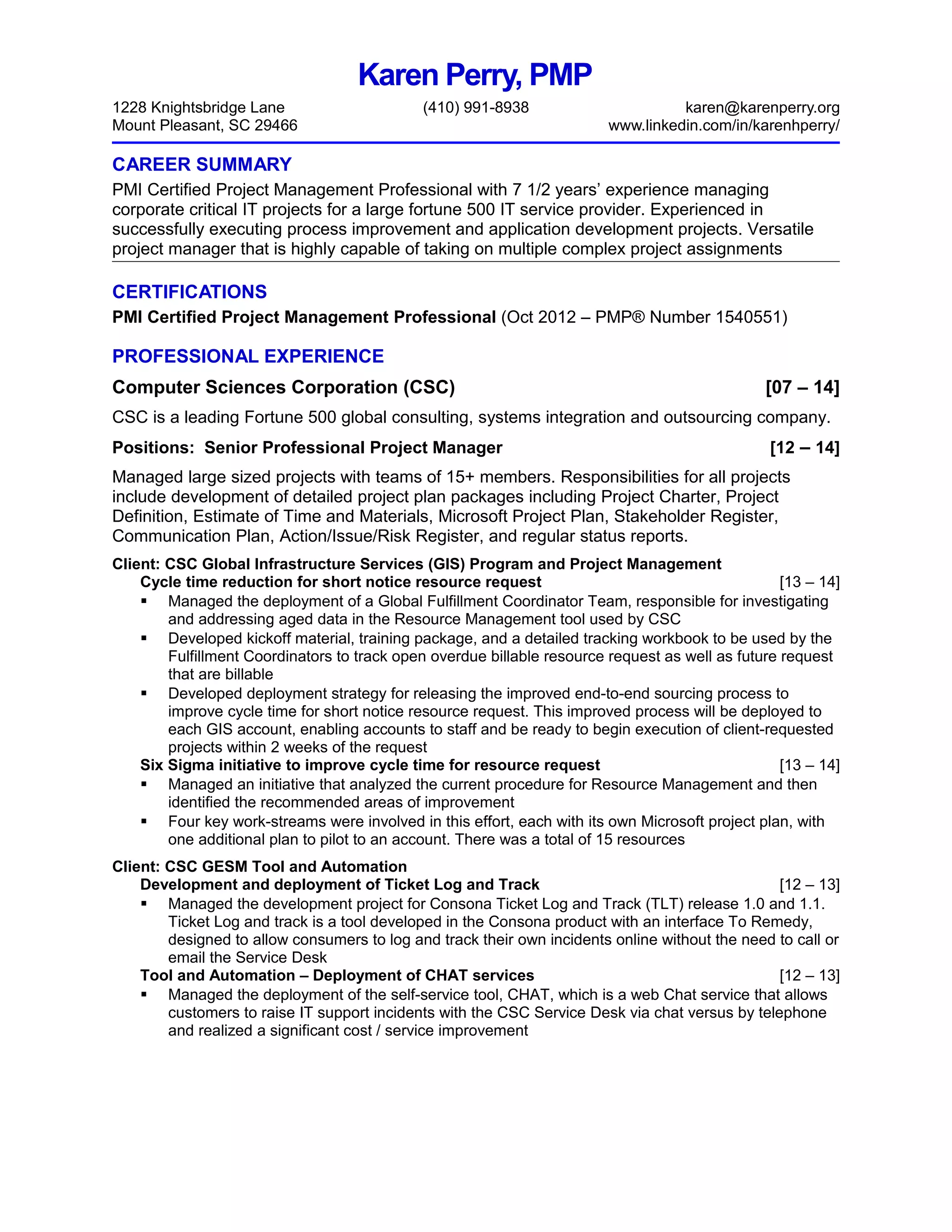 Karen_Perry_Resume 12-14-2014 | DOC | Cloud Computing | Internet
