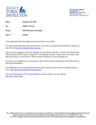 Teacher License | PDF